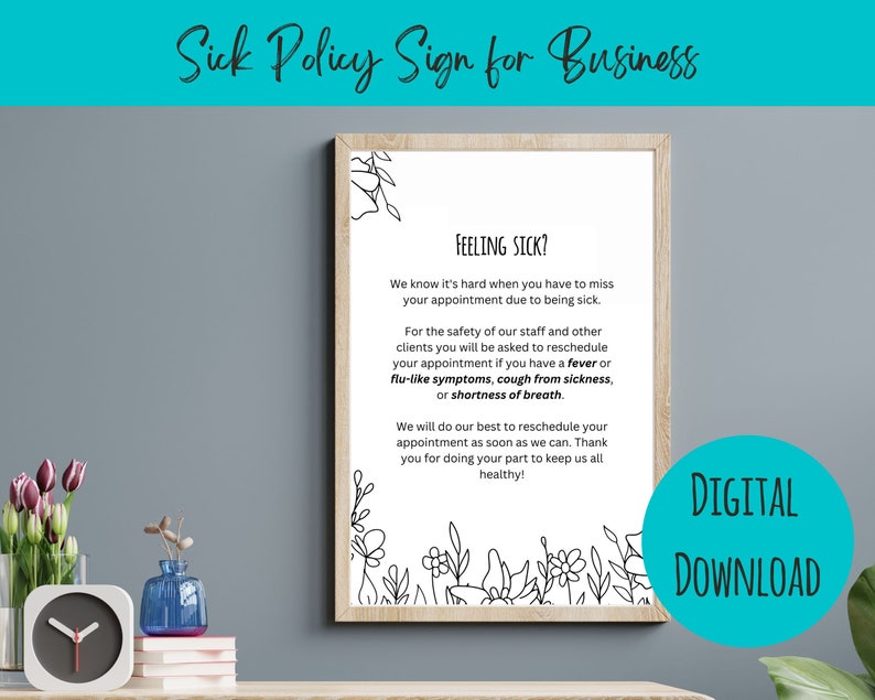 If You Are Sick Reschedule Appointment Informative Wall Sign Nail Salon ...