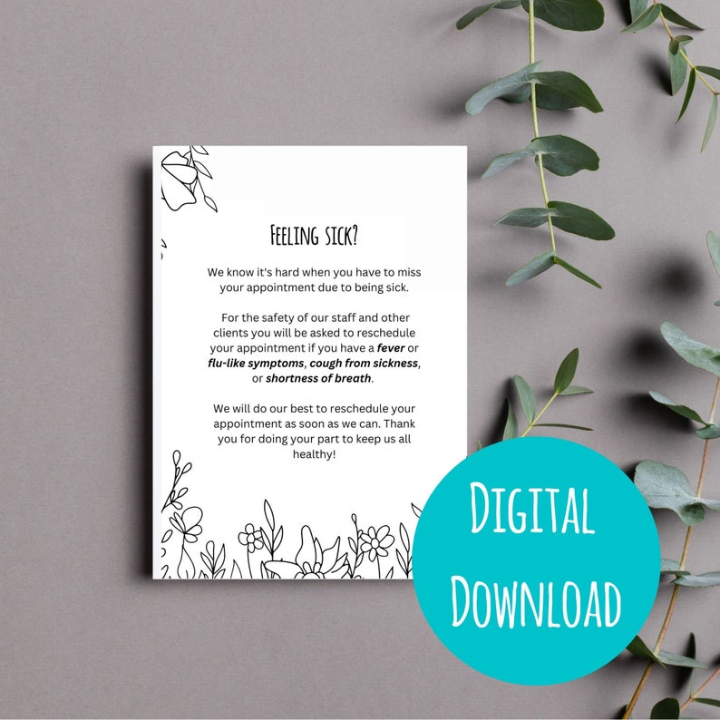 If You Are Sick Reschedule Appointment Informative Wall Sign Nail Salon ...