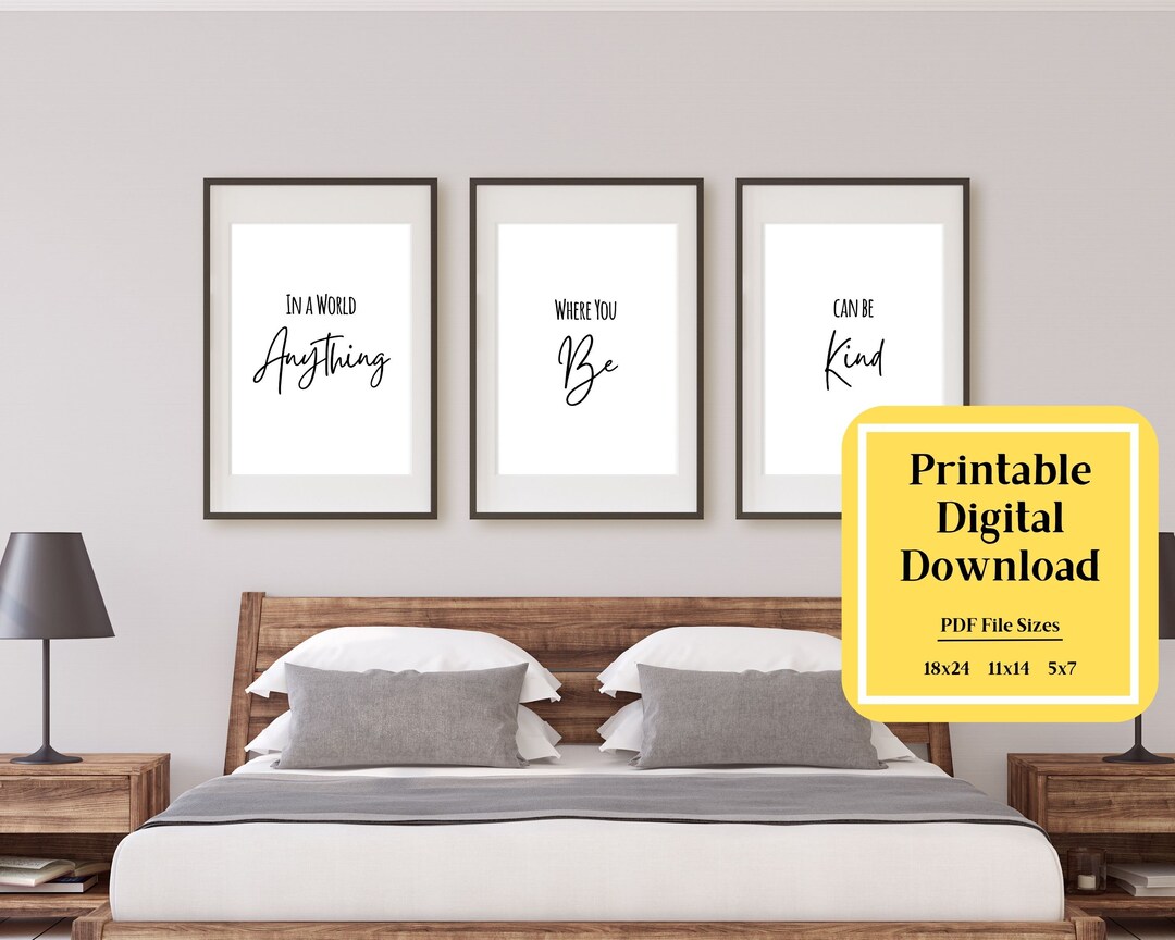 Inspirational Be Kind Wall Art Printable Motivational Quote Set - Etsy