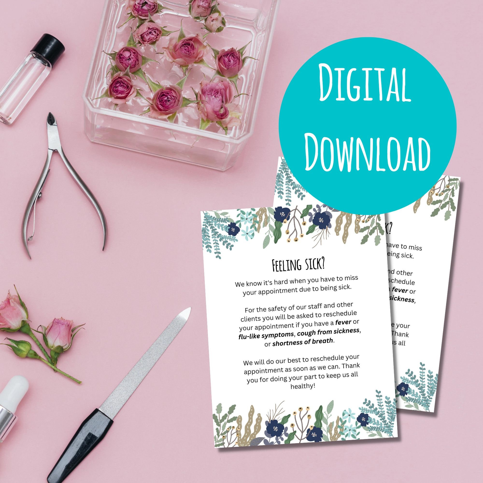 If You Are Feeling Sick Wall Sign, Sickness Policy for Salon, Digital ...