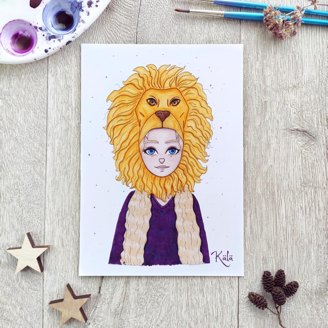 Luna Lovegood Lion Costume Art Print | Handmade Watercolor Illustration ...
