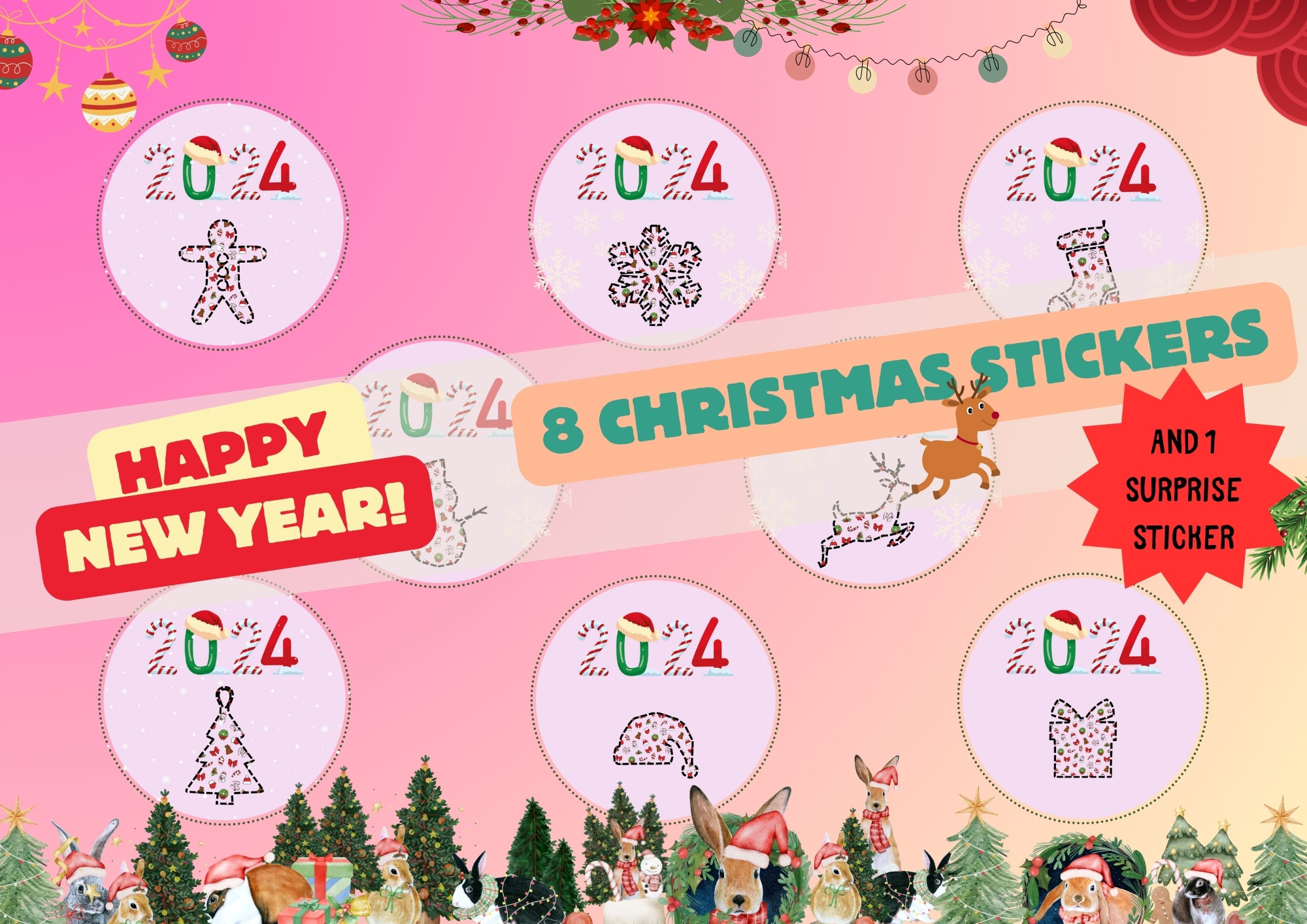 Christmas Themed Stickers for 2024 Digital Download - Etsy