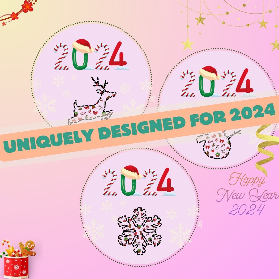 Christmas Themed Stickers for 2024 Digital Download - Etsy