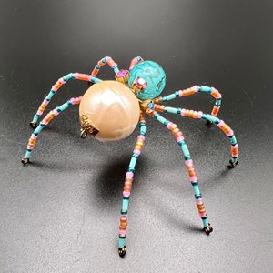 Blue and Pearl Beaded Spider With Crystal Collar - Etsy