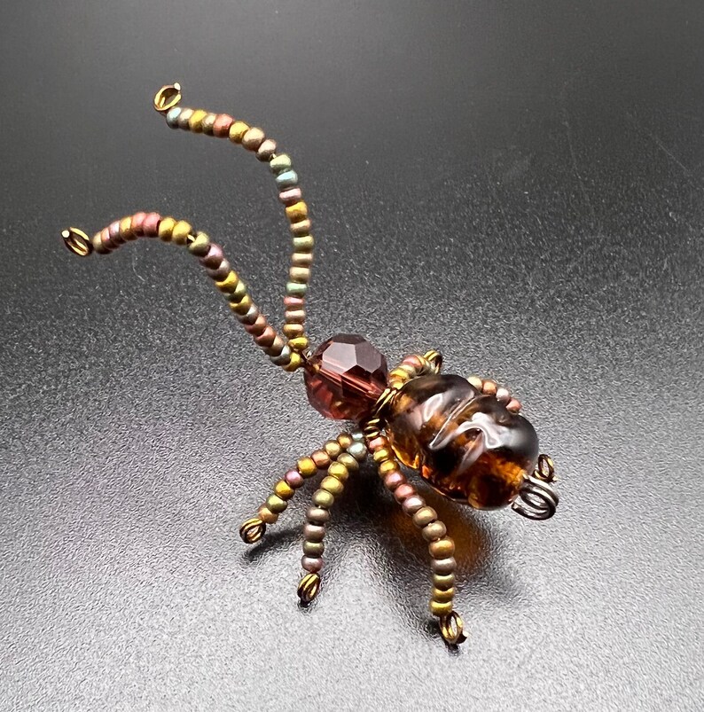 Little Brown Beaded Bug With Big Antennae - Etsy