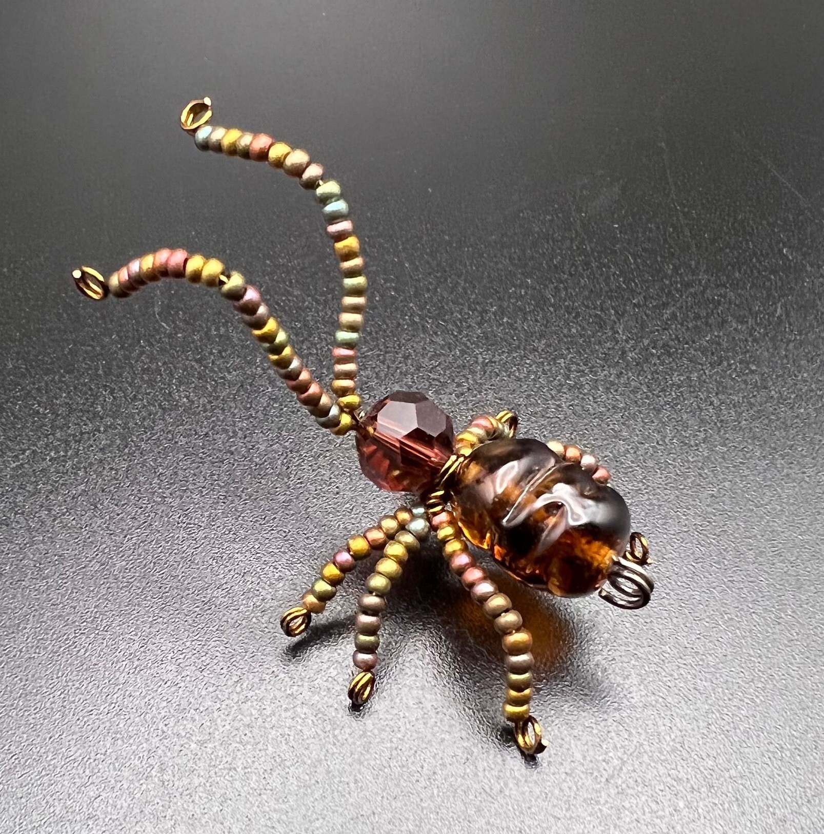 Little Brown Beaded Bug With Big Antennae - Etsy