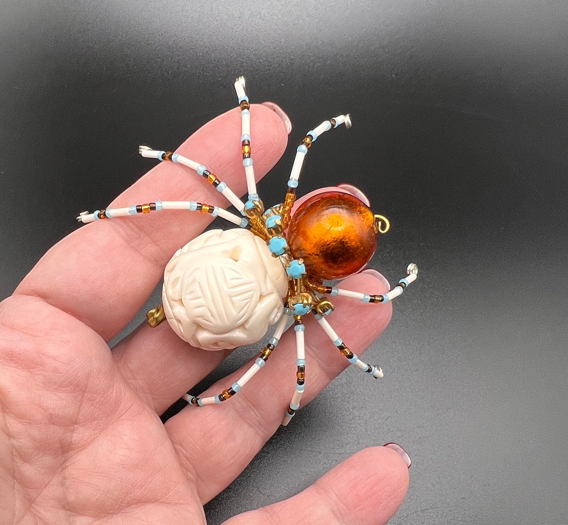 Carved Bone Bead Spider - Etsy