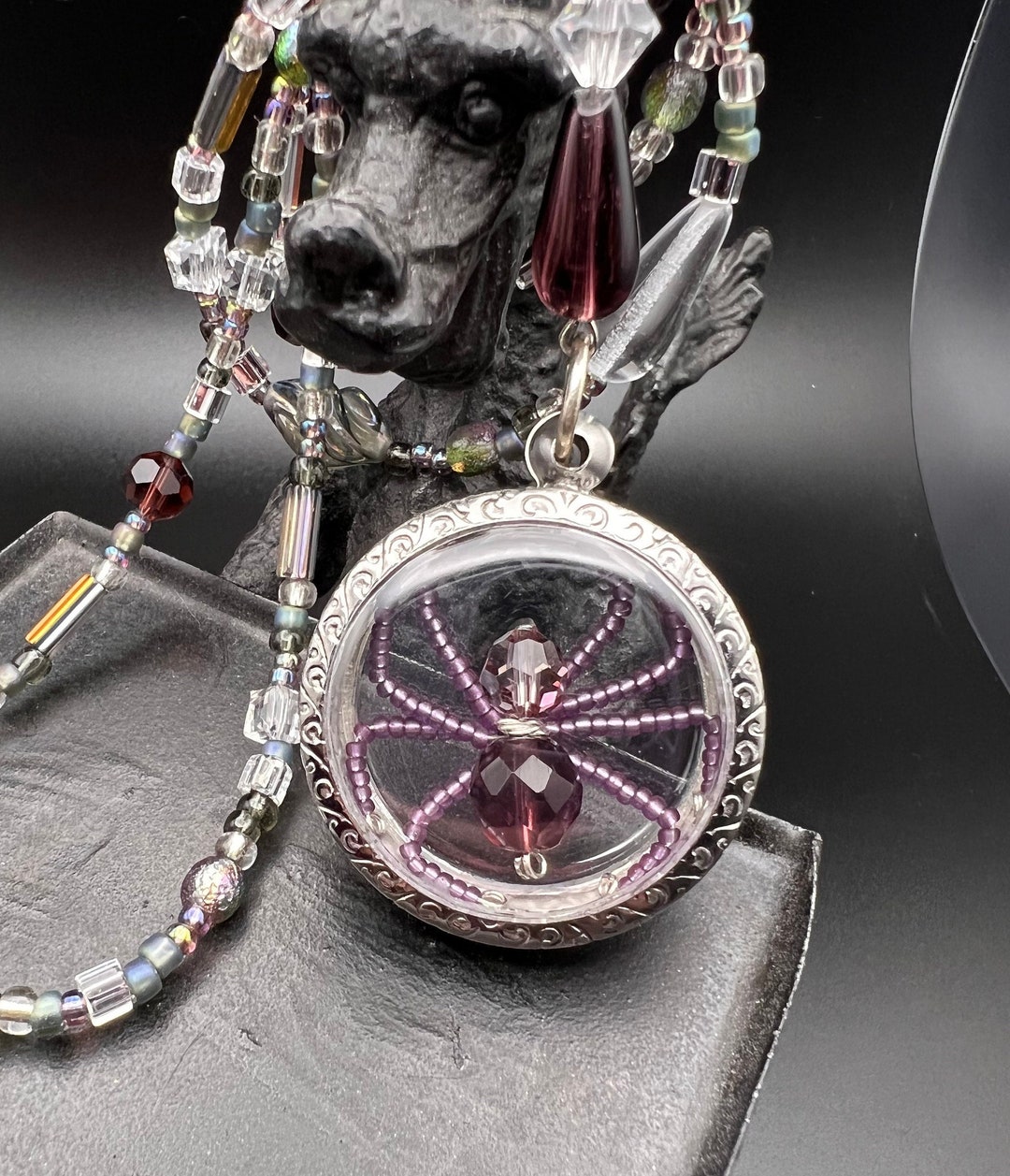 Beaded Spider Locket on a Beaded Necklace - Etsy
