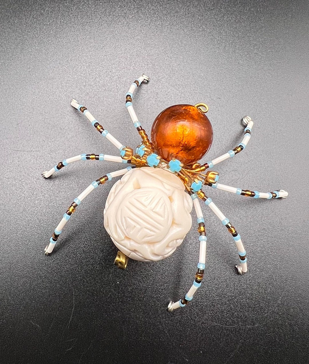 Carved Bone Bead Spider - Etsy