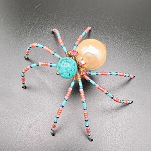 Blue and Pearl Beaded Spider With Crystal Collar - Etsy