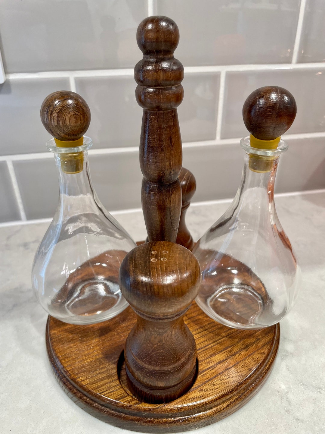 Dining Caddy With Salt Pepper Oil and Vinegar Holders New Old Stock - Etsy