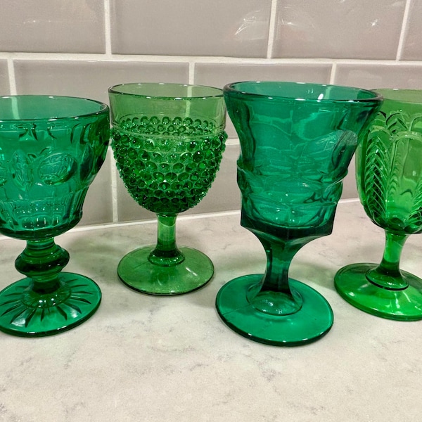 Green Water Goblets - Etsy