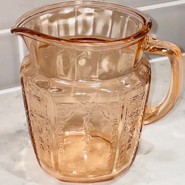 Pink Glass Pitcher - Etsy