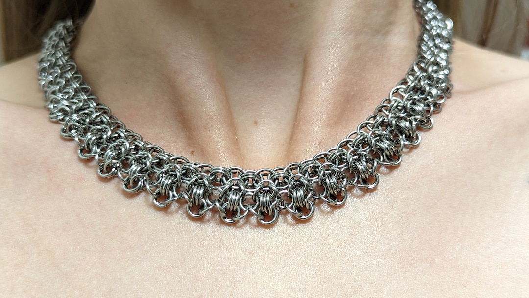 Helm and Byzantine Necklace Chain Maille , Silver - Etsy