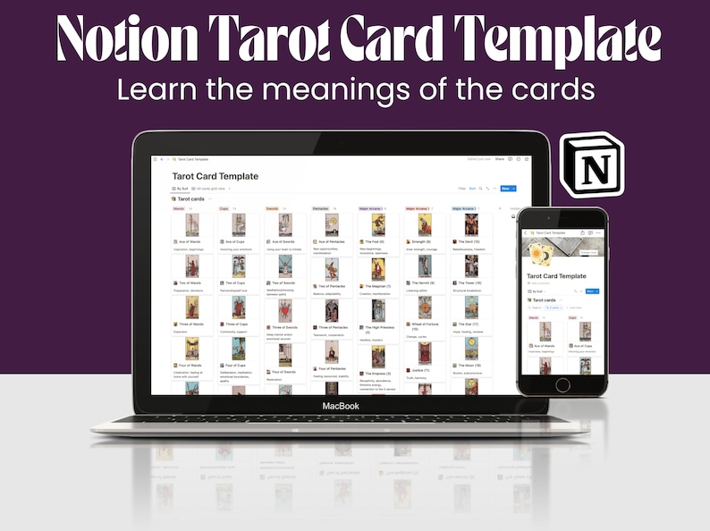 Notion Tarot Card Template - Etsy