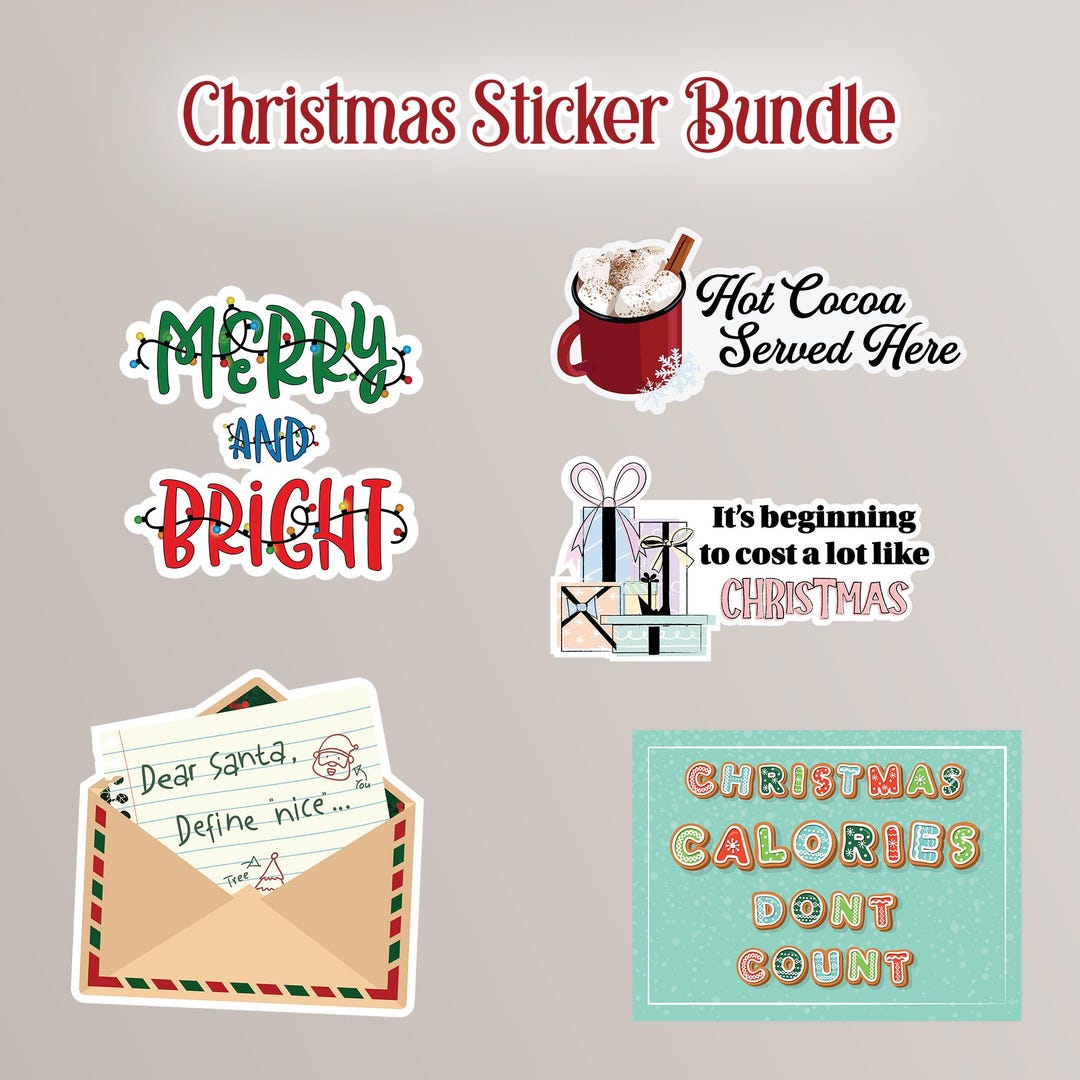 Christmas Sticker Bundle Printable Christmas Stickers Sticker Digital ...