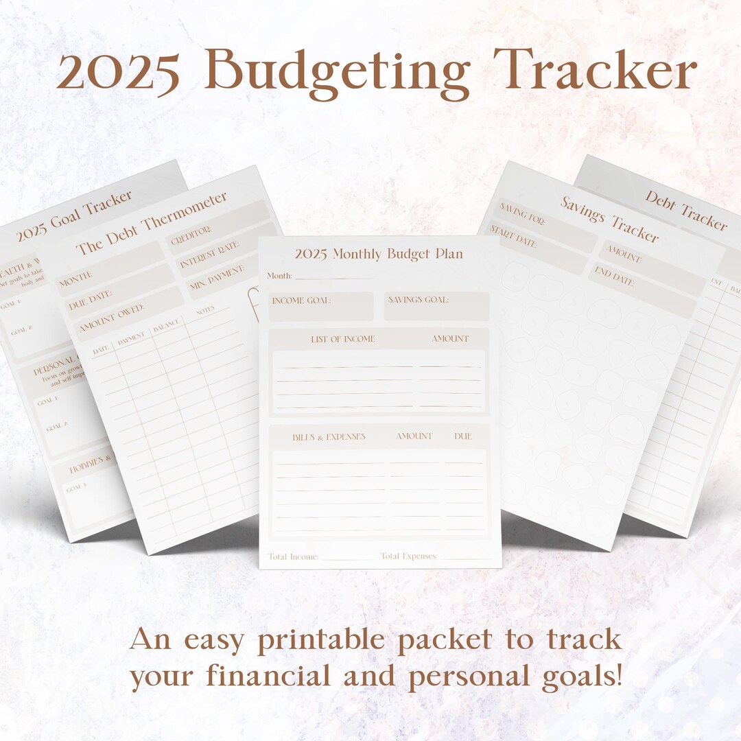 2025 Personal & Financial Goals Tracker Bundle | Printable Budget ...