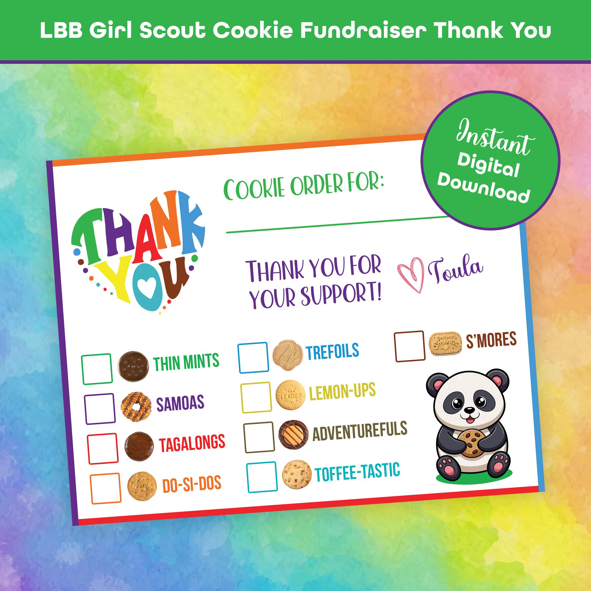 Editable Girl Scout Cookie Thank You Card | Digital Printable ...