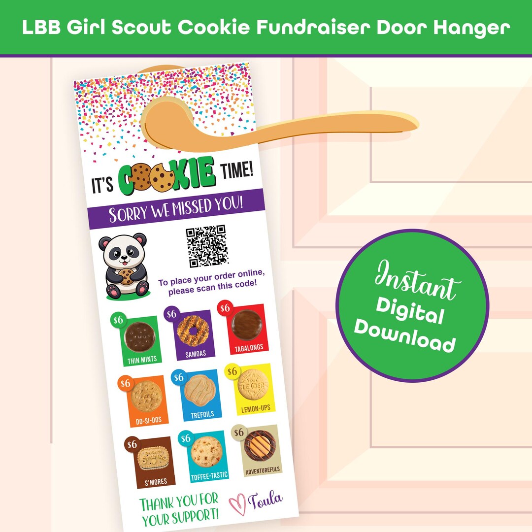 Editable Girl Scout Cookie Door Hanger | Digital Printable Fundraiser ...