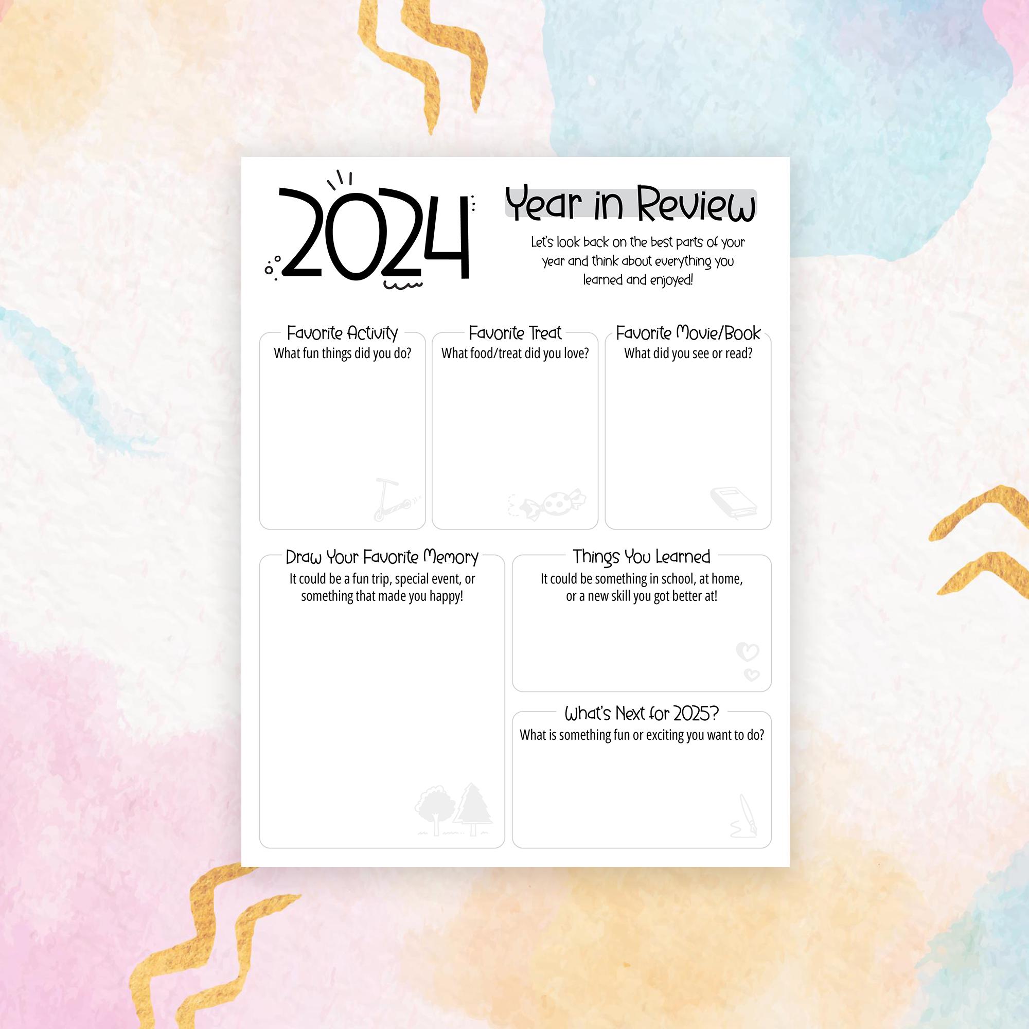 Kids Year in Review Printable Sheet | Digital Download | Fun ...