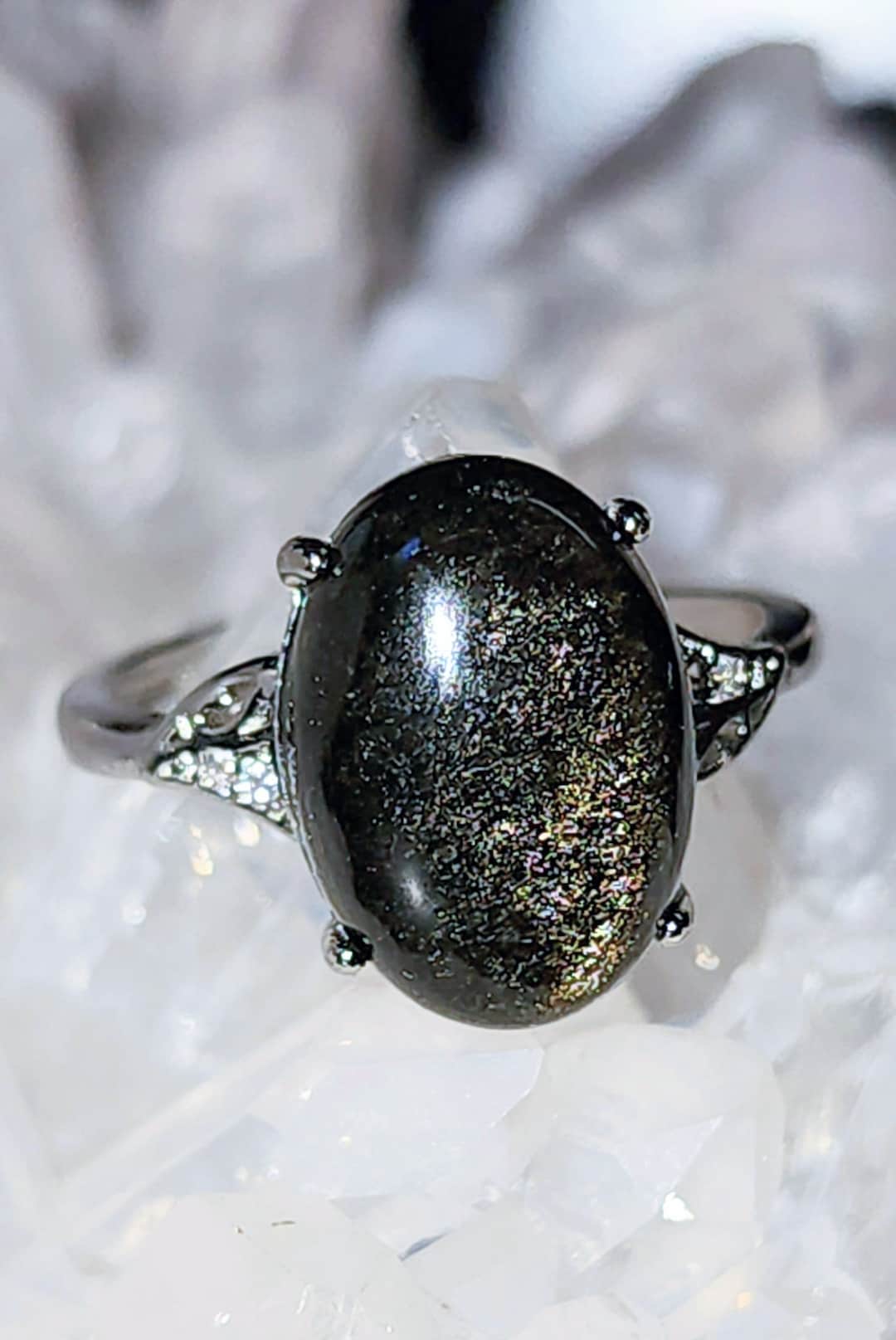 Golden Sheen Obsidian Necklace and Ring Set - Etsy