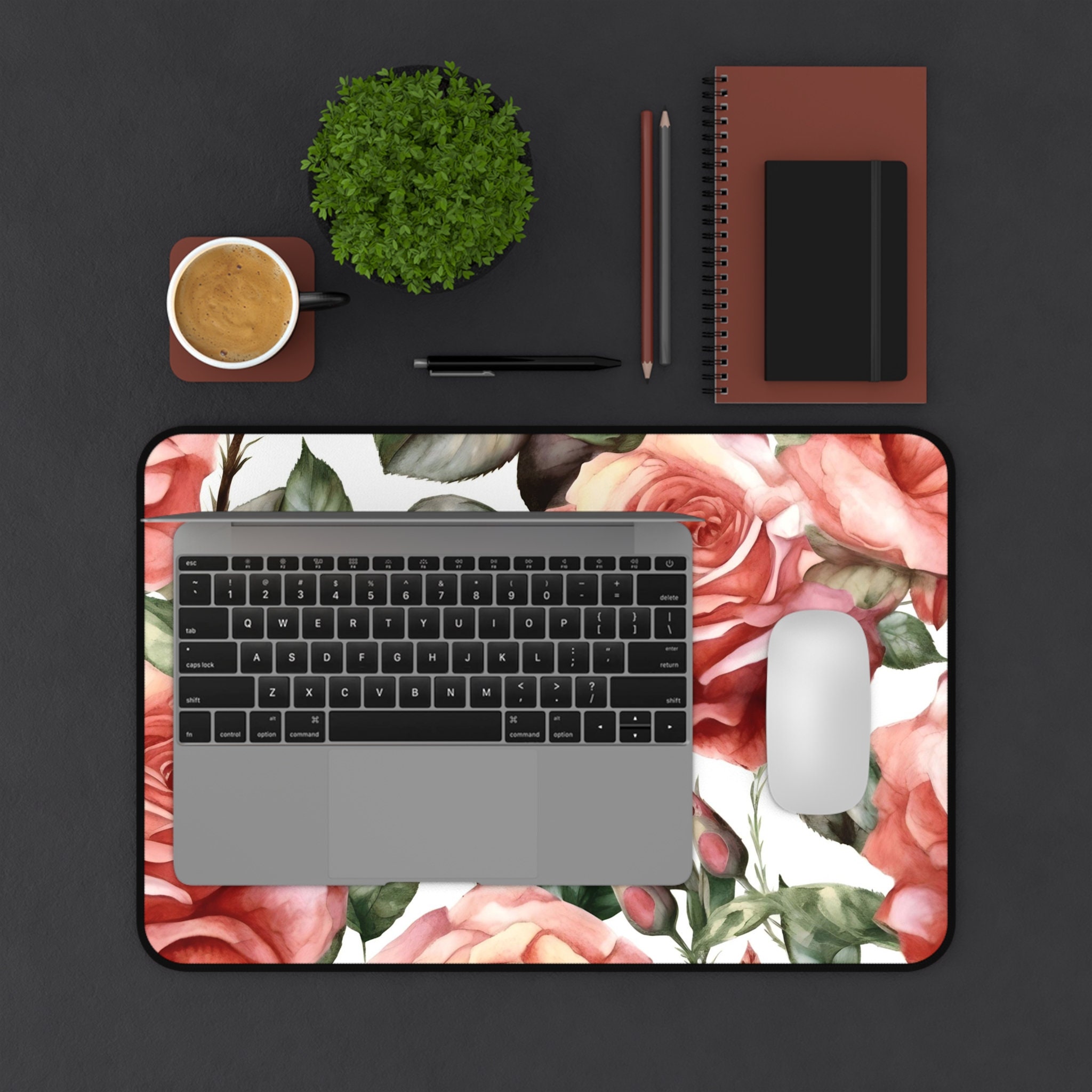 Birth Month Flower Desk Mat Gift June Rose Large Gaming Floral Mousepad ...