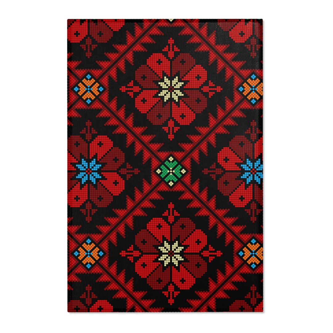 Authentic Rug Red Black Arabic Design Rug Bedroom Area Rug Livingroom ...