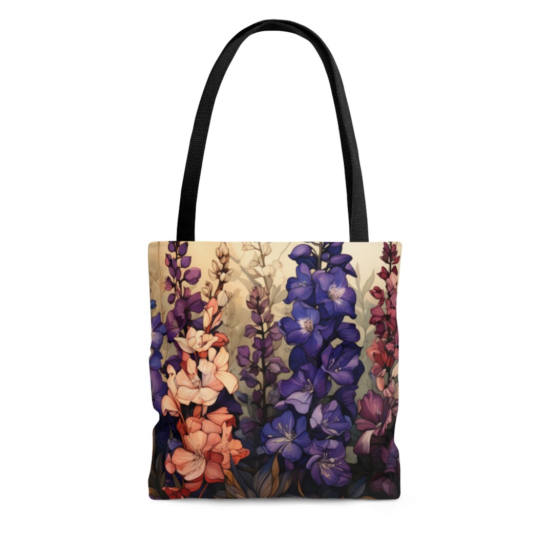 Whimsigoth Birth Flower Tote Bag July Month Birthdays Larkspur Gift for ...