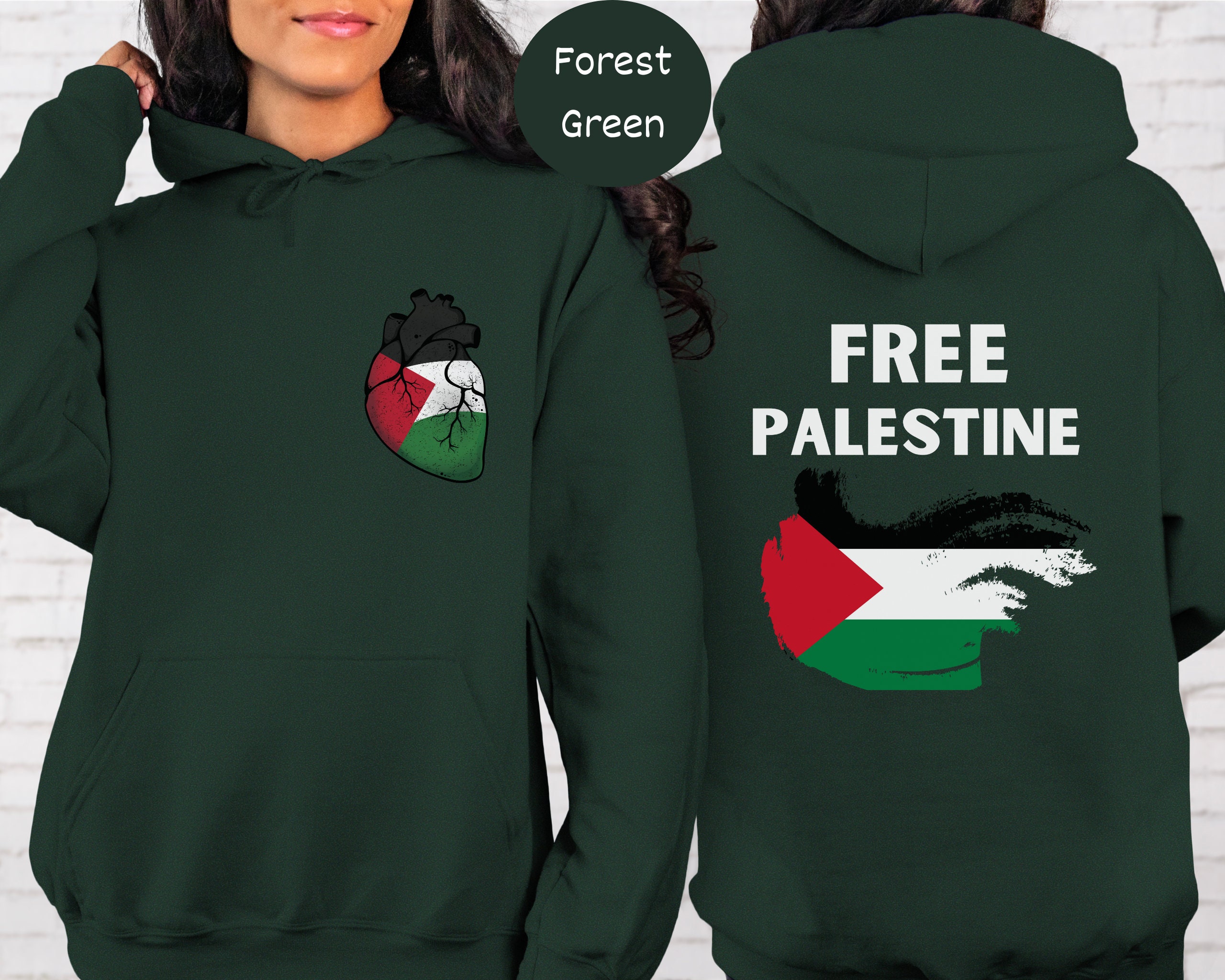 Free Palestine Front Back Print Hoodie Palestinian Hoodie for Men Women ...