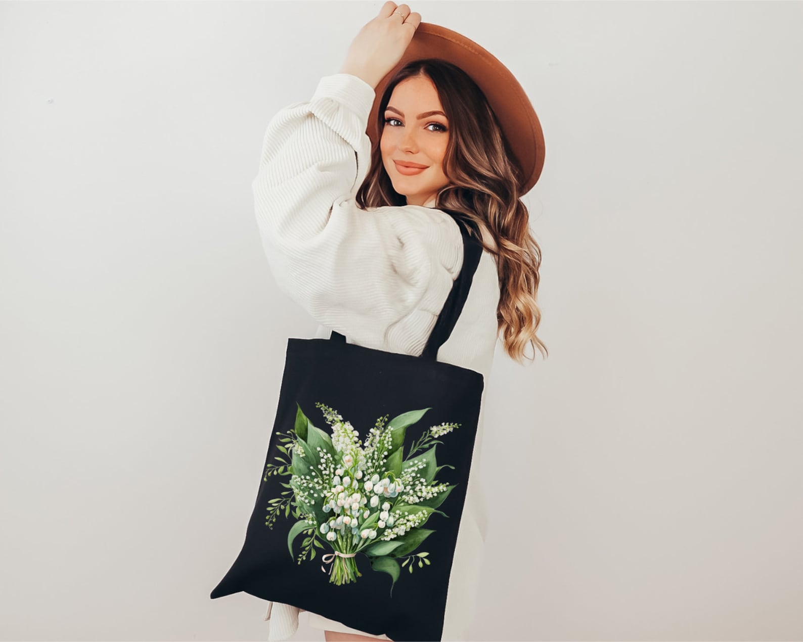 Birth Flower Black Tote Bag May Month Lily Birthday Gift for Mom ...