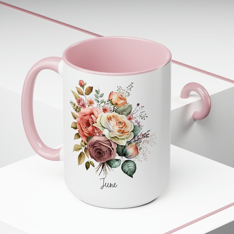 Birth Month Flower Mug Gift for June Birthday Roses Floral Coffee Mugs ...