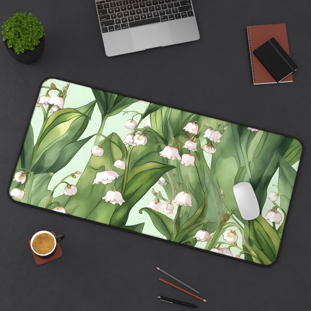 Birth Month Flower Desk Mat Gift May Lily Large Gaming Floral Mousepad ...