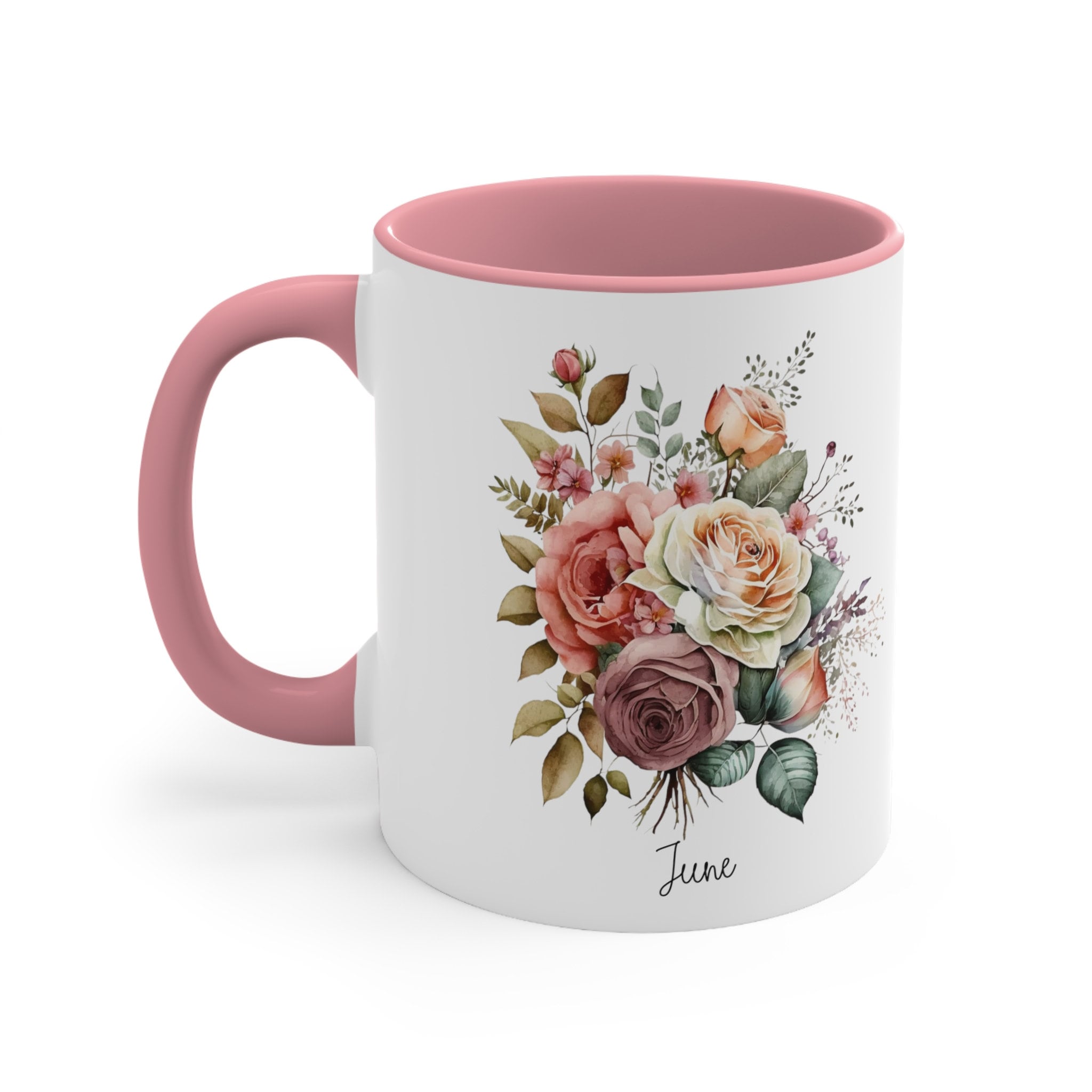 Birth Month Flower Mug Gift for June Birthday Roses Floral Coffee Mugs ...