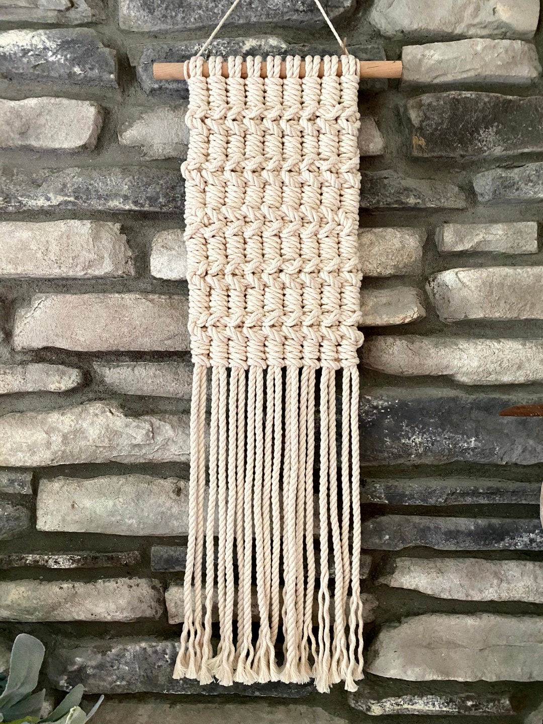 Medium Straight Lines Macrame Natural Rope Wall Hanging | Boho Decor ...