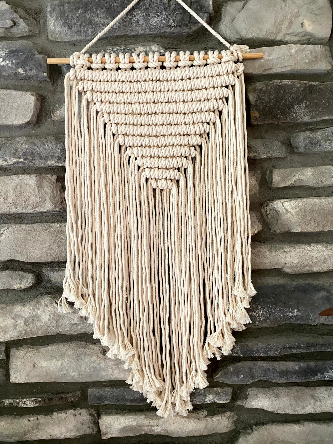 Medium Triangle Macrame Natural Rope Wall Hanging | Boho Decor for Home ...