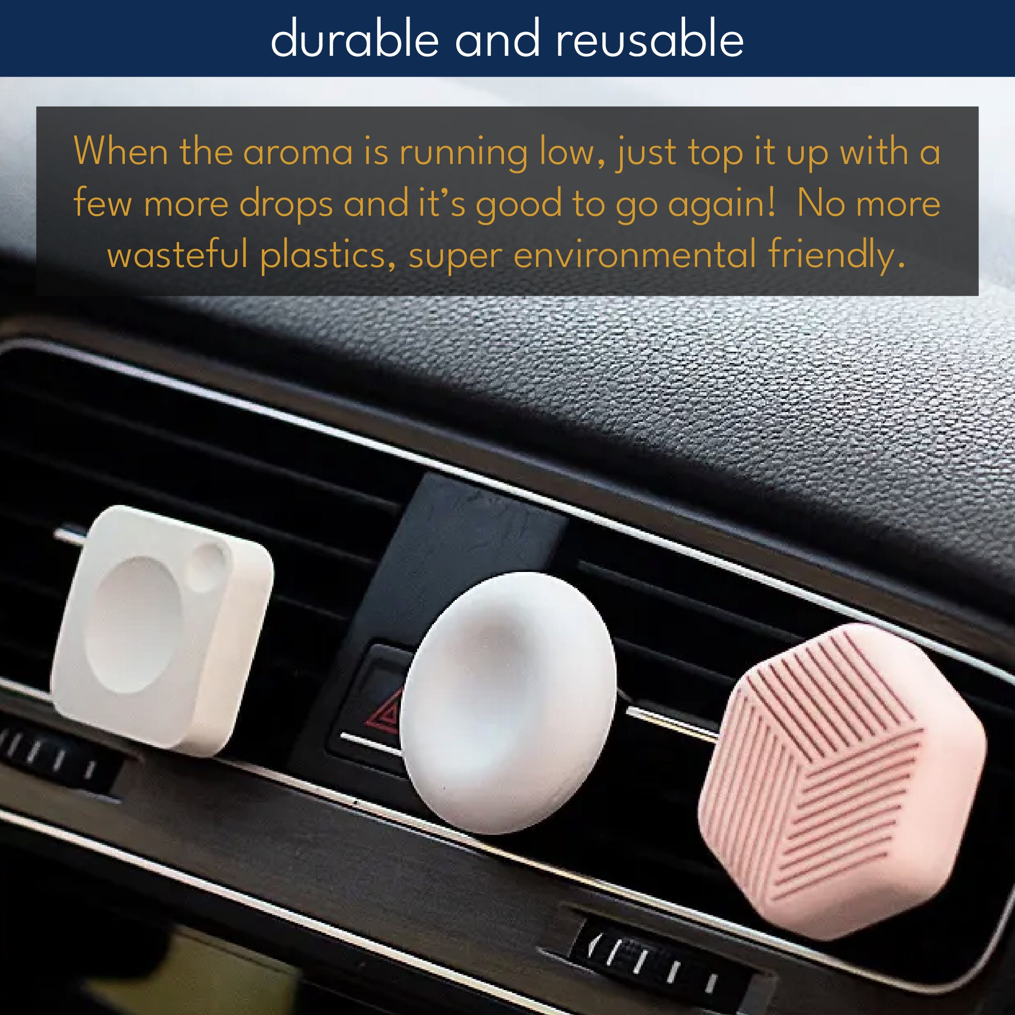 Magnetic Aroma Diffusers 2 X Hexagon Diatomite Car Freshener Car ...
