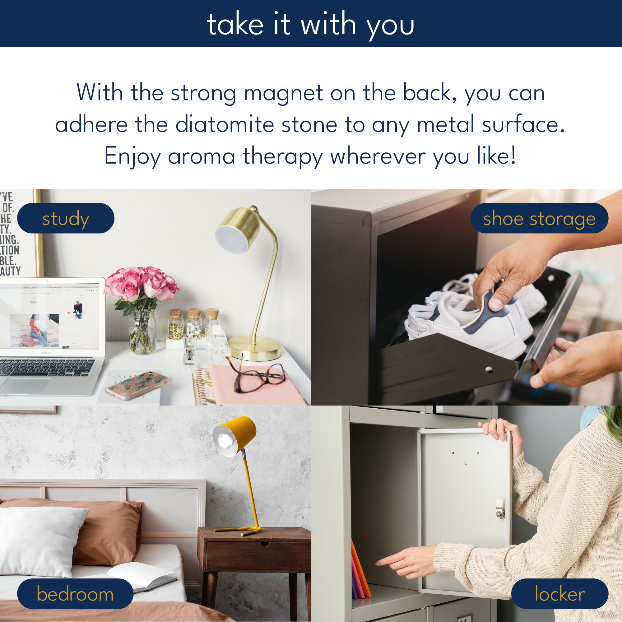 Magnetic Aroma Diffusers 2 X Hexagon Diatomite Car Freshener Car ...