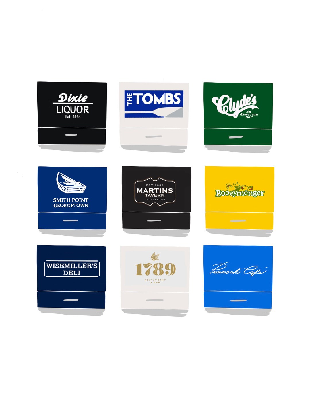Georgetown Bar and Restaurant Scene Matchbook Digital Print (smith ...