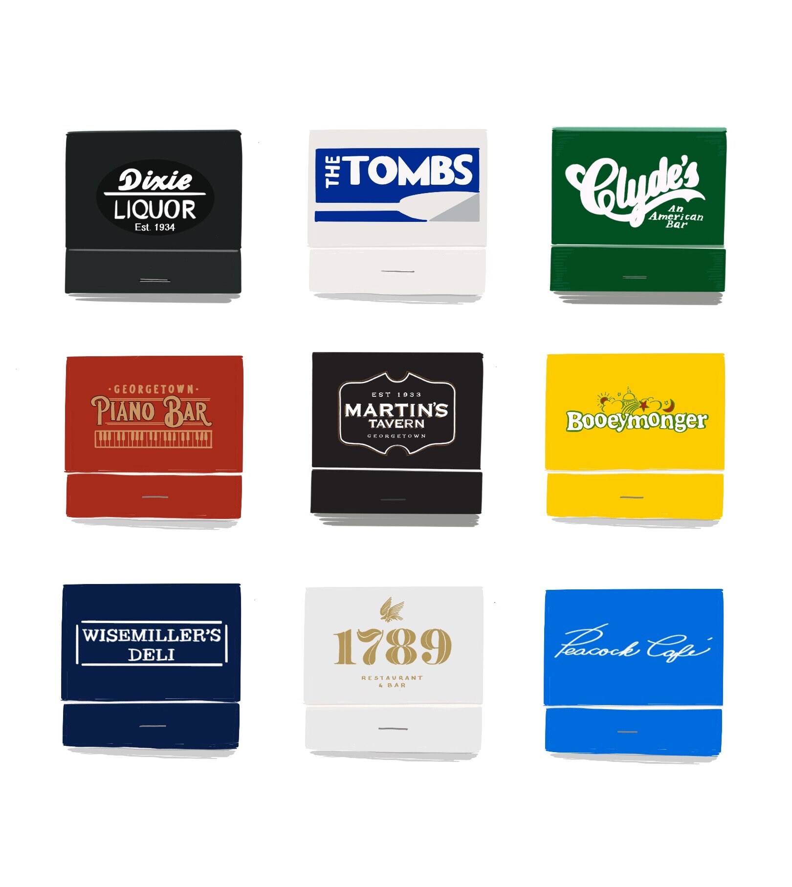 Georgetown Bar and Restaurant Scene Matchbook Digital Print - Etsy
