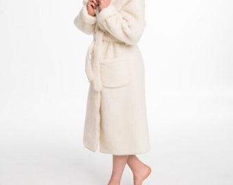 Wool Robe/ Unisex Soft Merino Wool Robe / Merino Wool Morning Dress ...