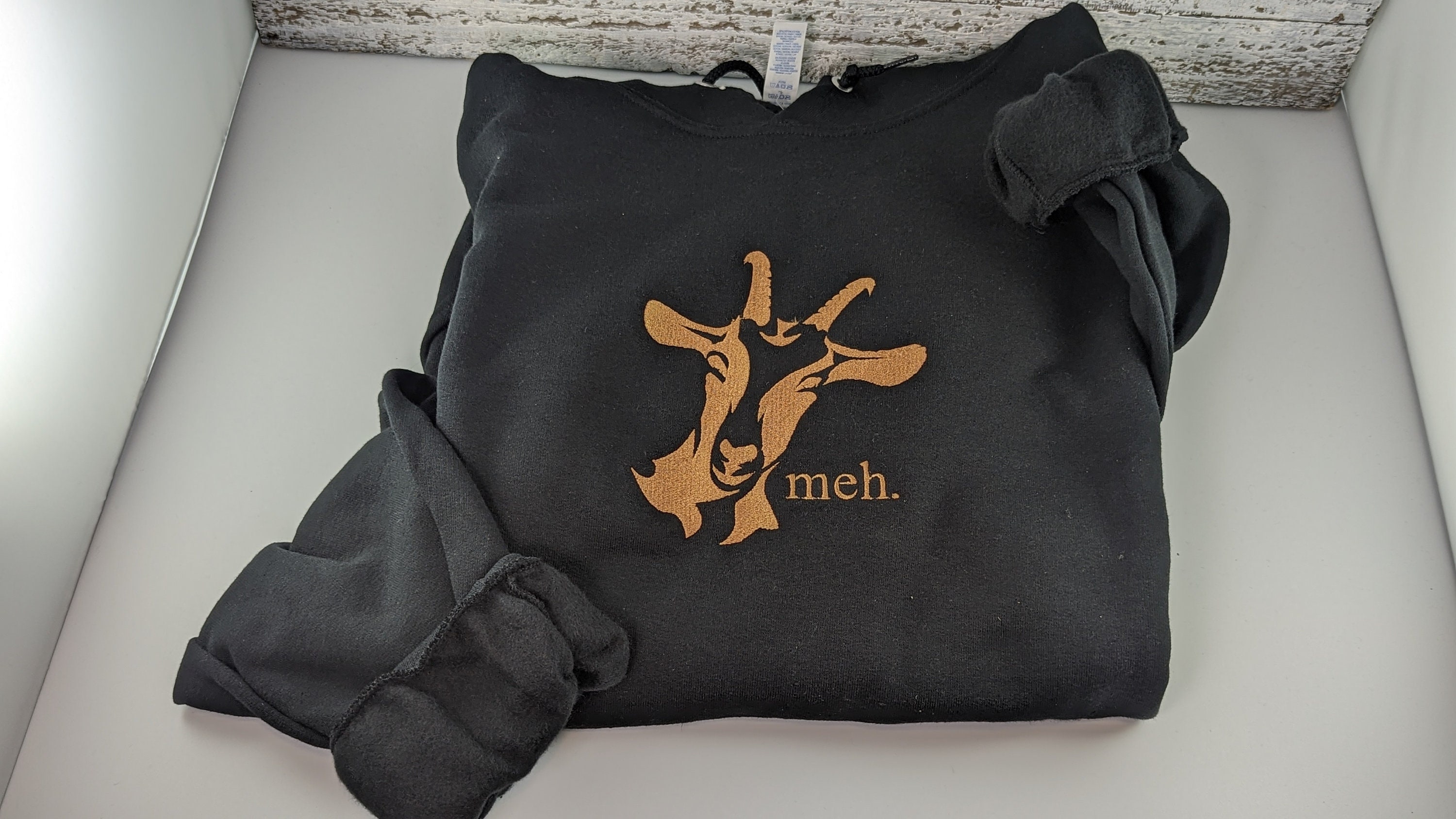 Embroidered Meh Goat Sweatshirt, Animal Lover, Funny Sweatshirt, Funny ...