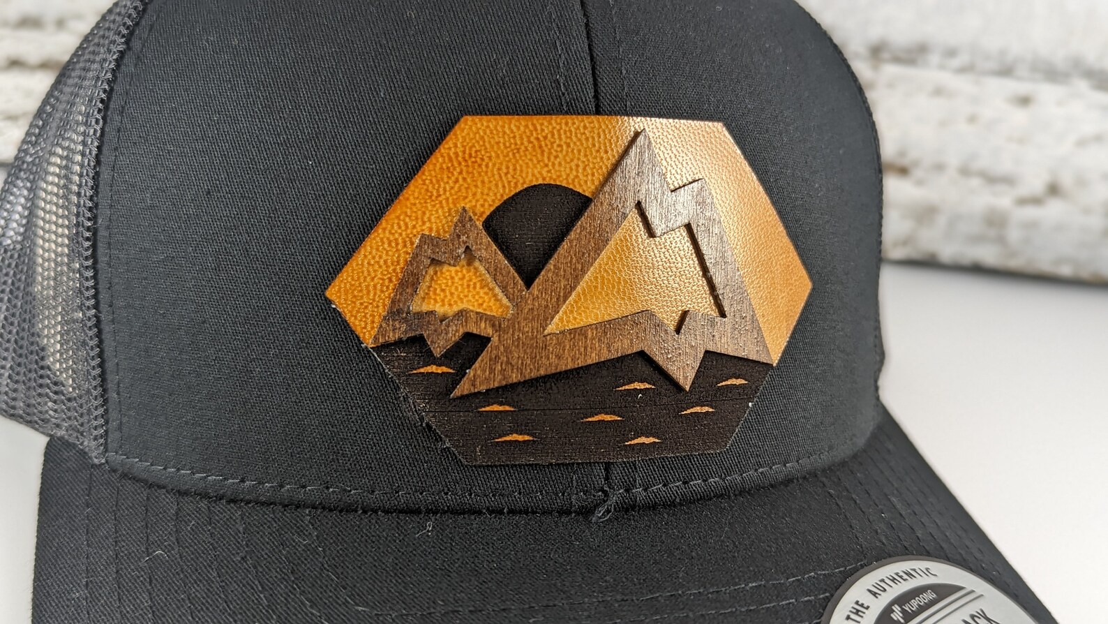 Mountain Wood on Leather Patch Hat - Etsy