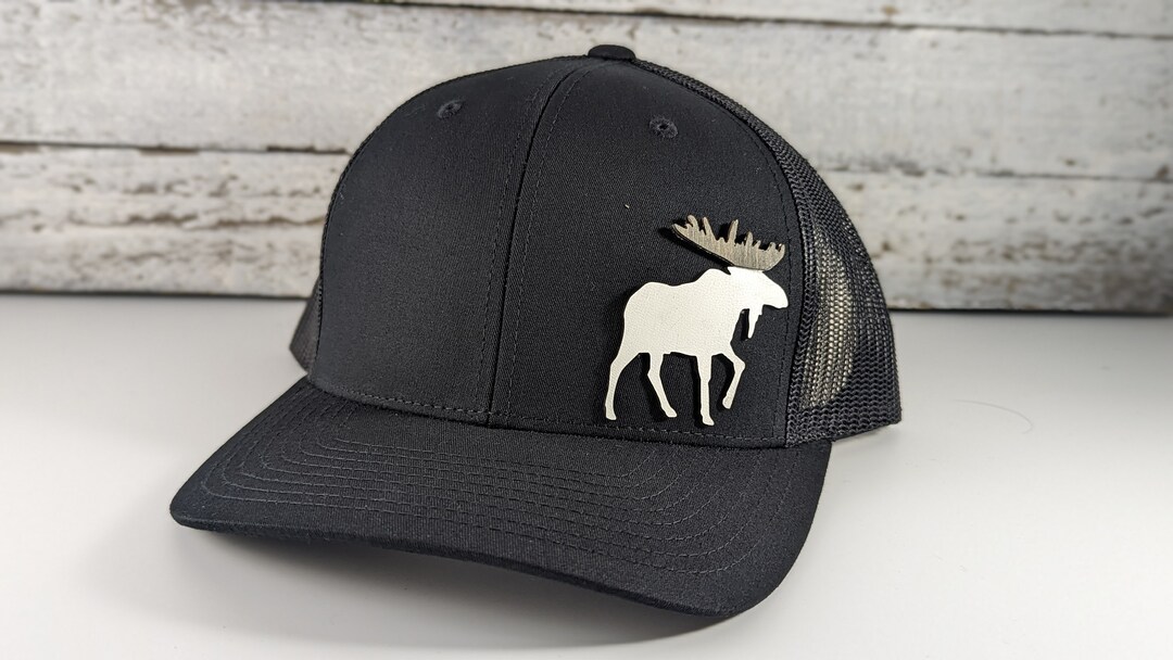 Moose Hat, Leather Patch Hat, Wood Patch Hat, Moose Hat, Christmas Gift ...
