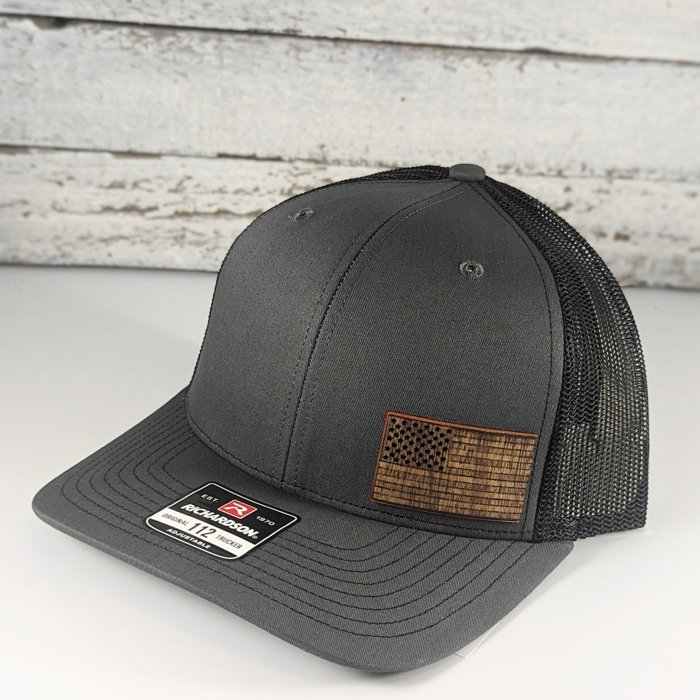 American Flag Wood on Leather Patch Hat Best Selling Hats - Etsy