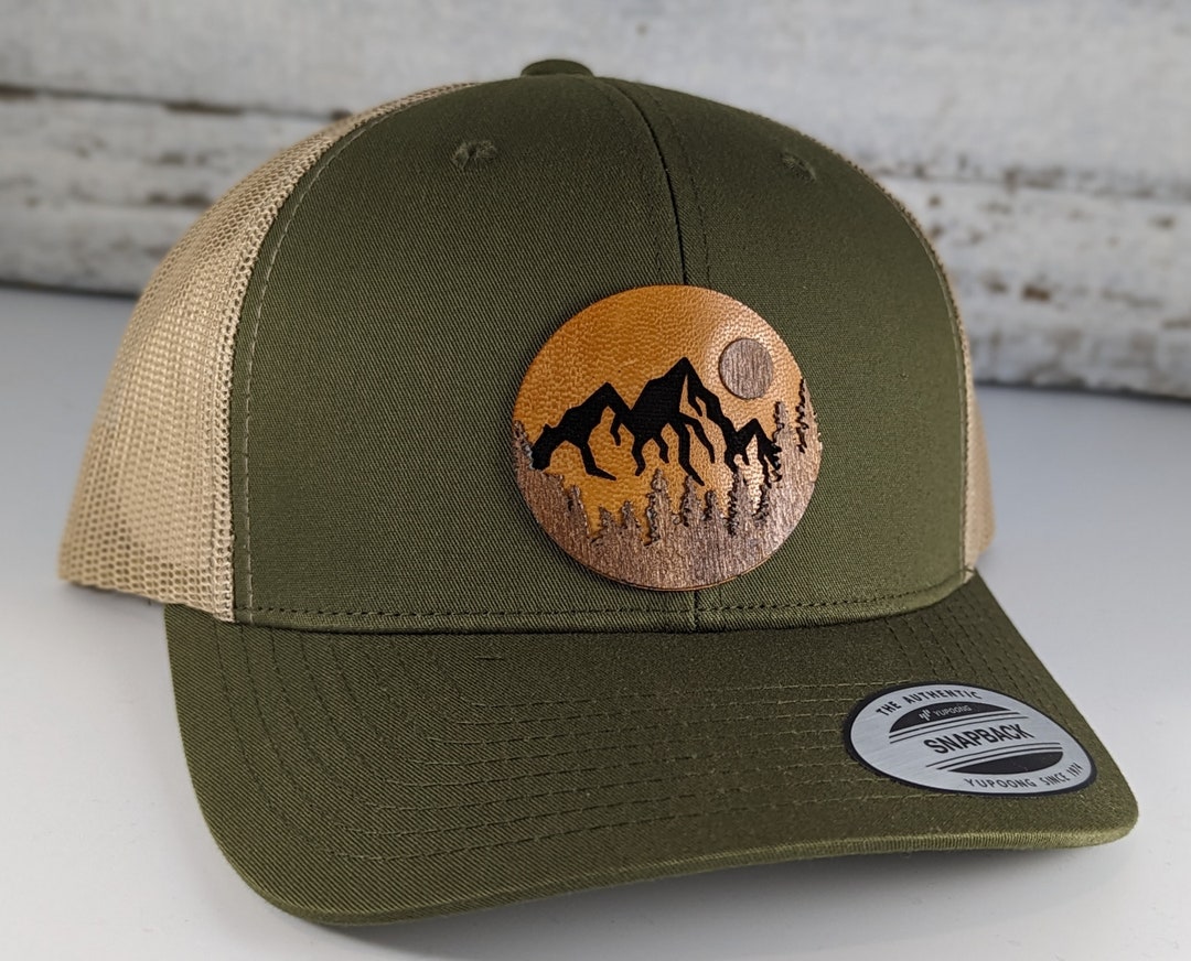 Mountain With Moon, Leather Patch Hat, Best Selling Hats, Mans Hat, Unique Hats for Men, Womans ...