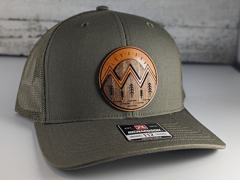 Mountain Wood on Leather Patch Hat Best Selling Hats Mans - Etsy