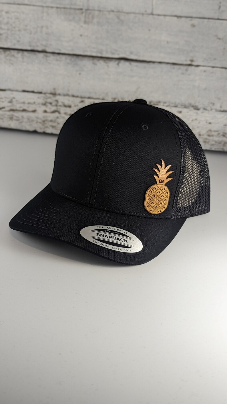 Pinapple Wood on Leather Patch Hat, Best Selling Hats, Mans Hat, Unique ...