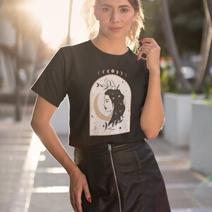 Moonchild Tarot Card Tshirt, Celestial Graphic Tee, Moonphase Novelty Apparel, Extraterrestrial ...