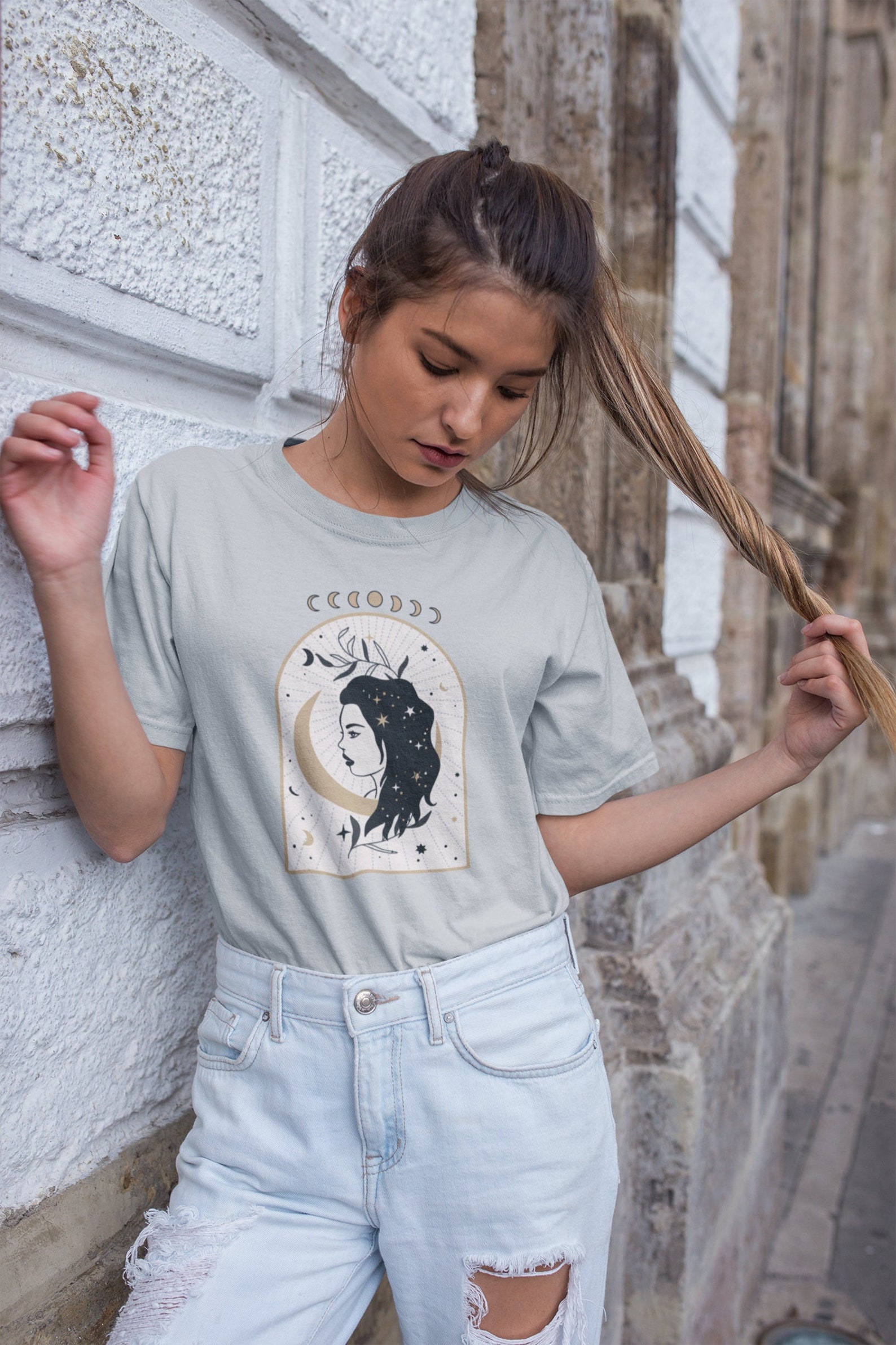 Moonchild Tarot Card Tshirt, Celestial Graphic Tee, Moonphase Novelty ...