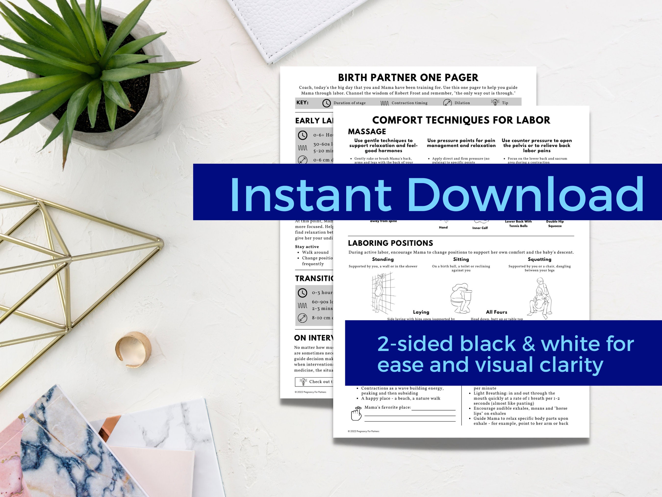 Birth Partner One Pager Birth Partner Cheat Sheet - Etsy